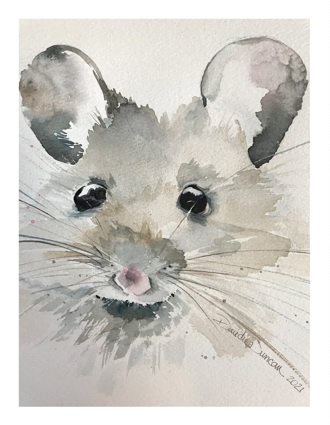 Original Tiny Mouse Watercolor Art Note Cards, 4.25x5.5 Size, Blank ...