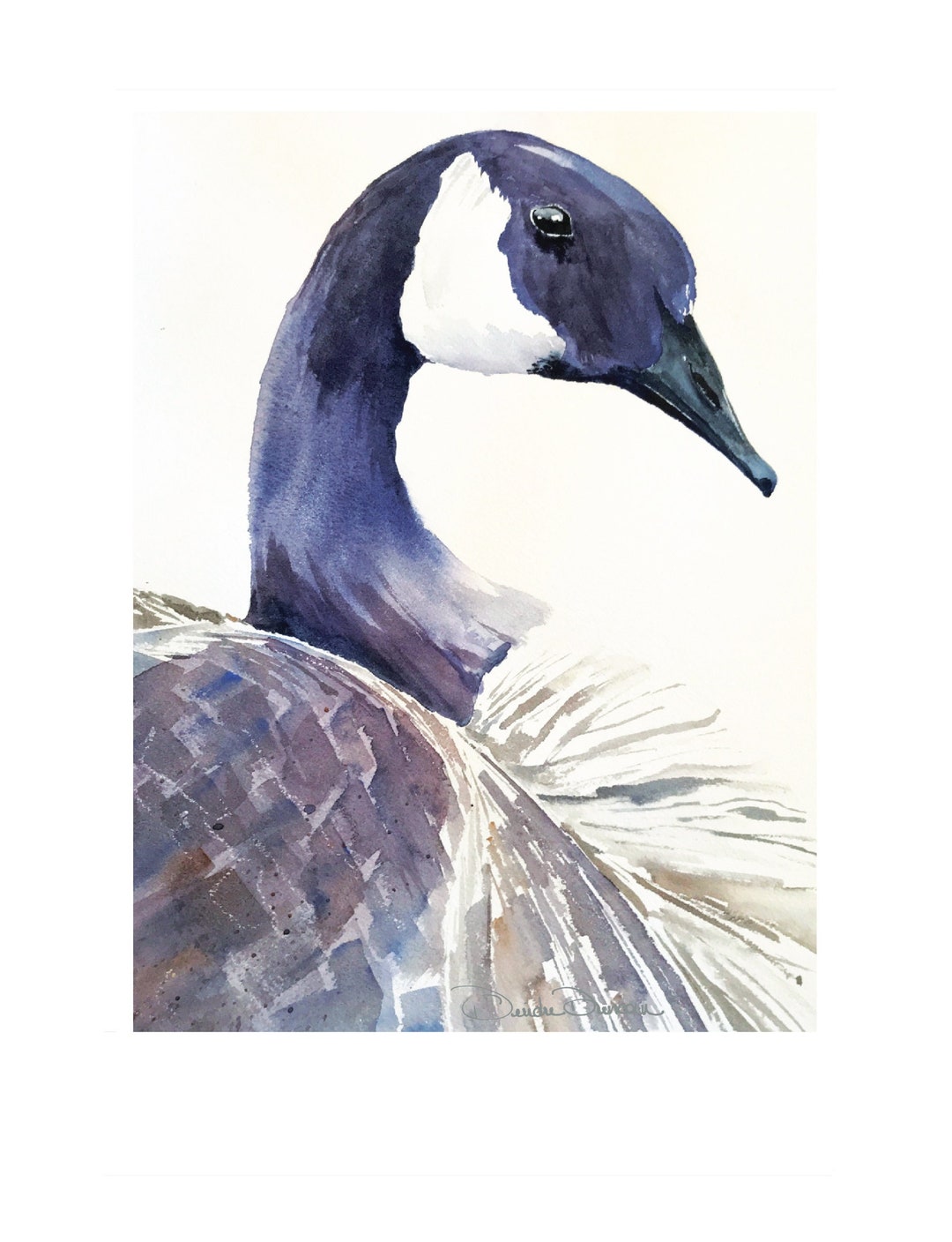 Original Watercolor Canadian Goose Note Card, 4.25x5.5 Blank Inside ...