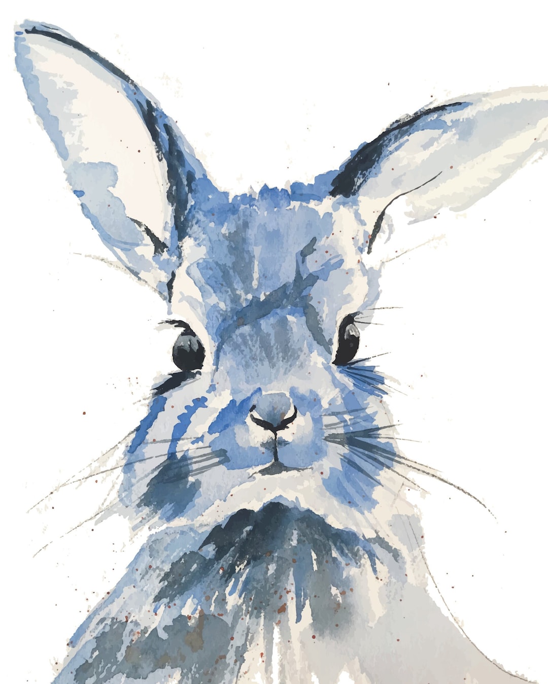8X10 Blue Bunny Original Watercolor Painting Print, Print of Original ...