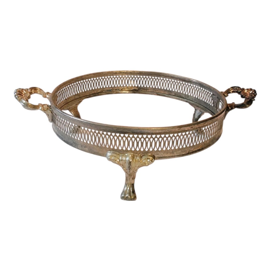 Vintage Silver Plate Casserole Stand Footed Pie Holder 9" Circumference ...