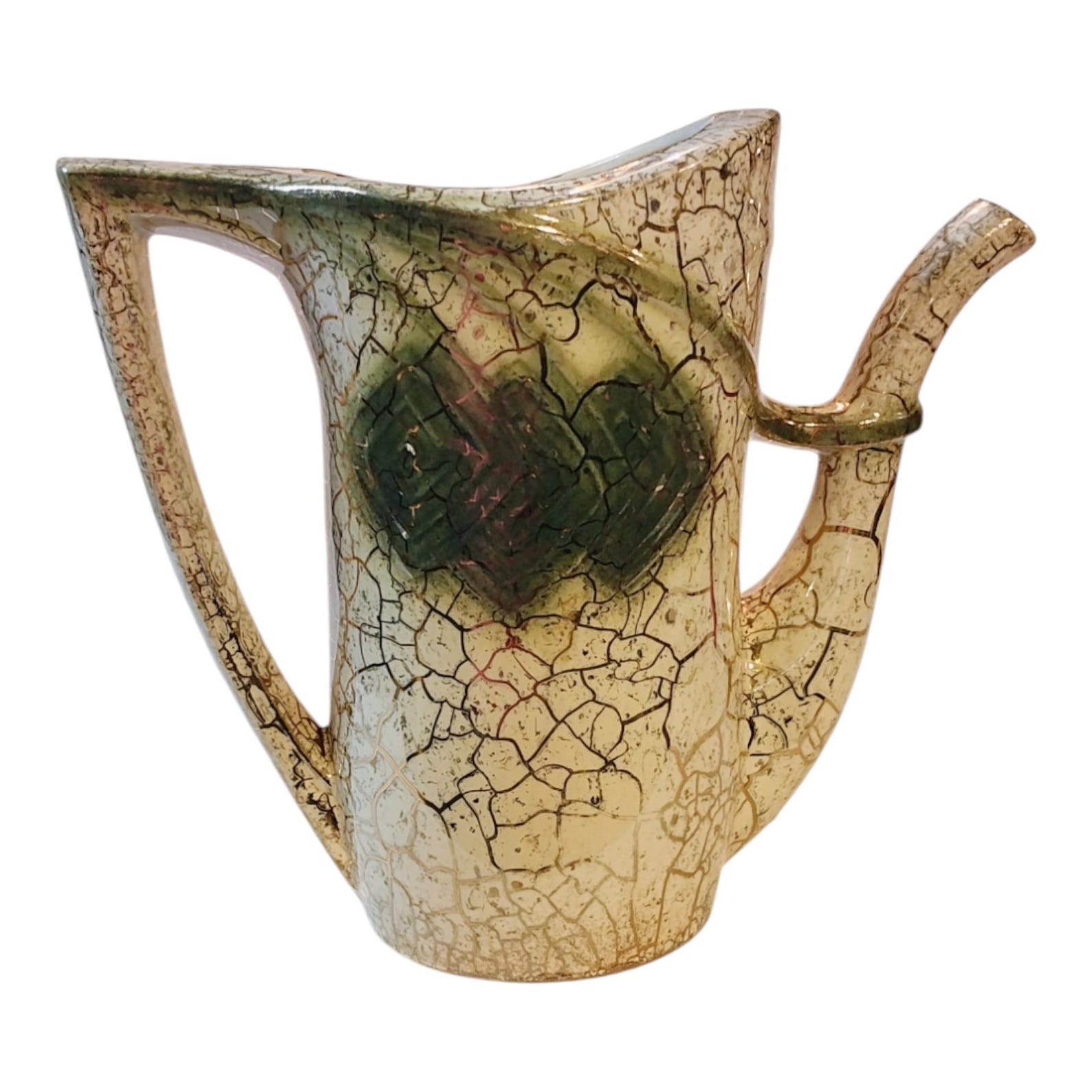 Vintage MCCOY USA Pottery Pitcher Teapot 24K Gold Trim & Crackle #453 ...