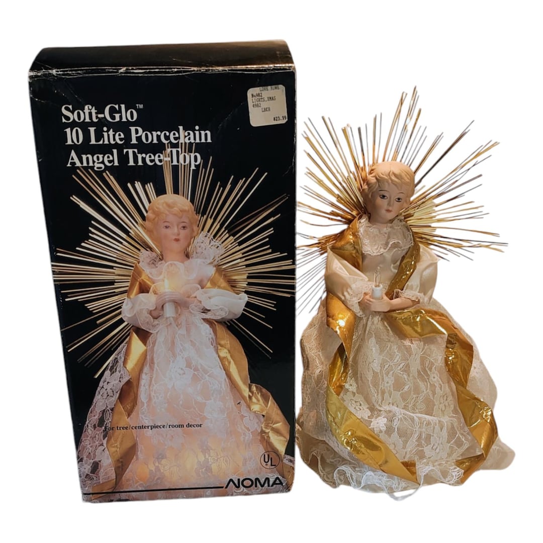 Vintage Porcelain Angel Tree Topper Christmas Decoration Noma Soft Glo ...