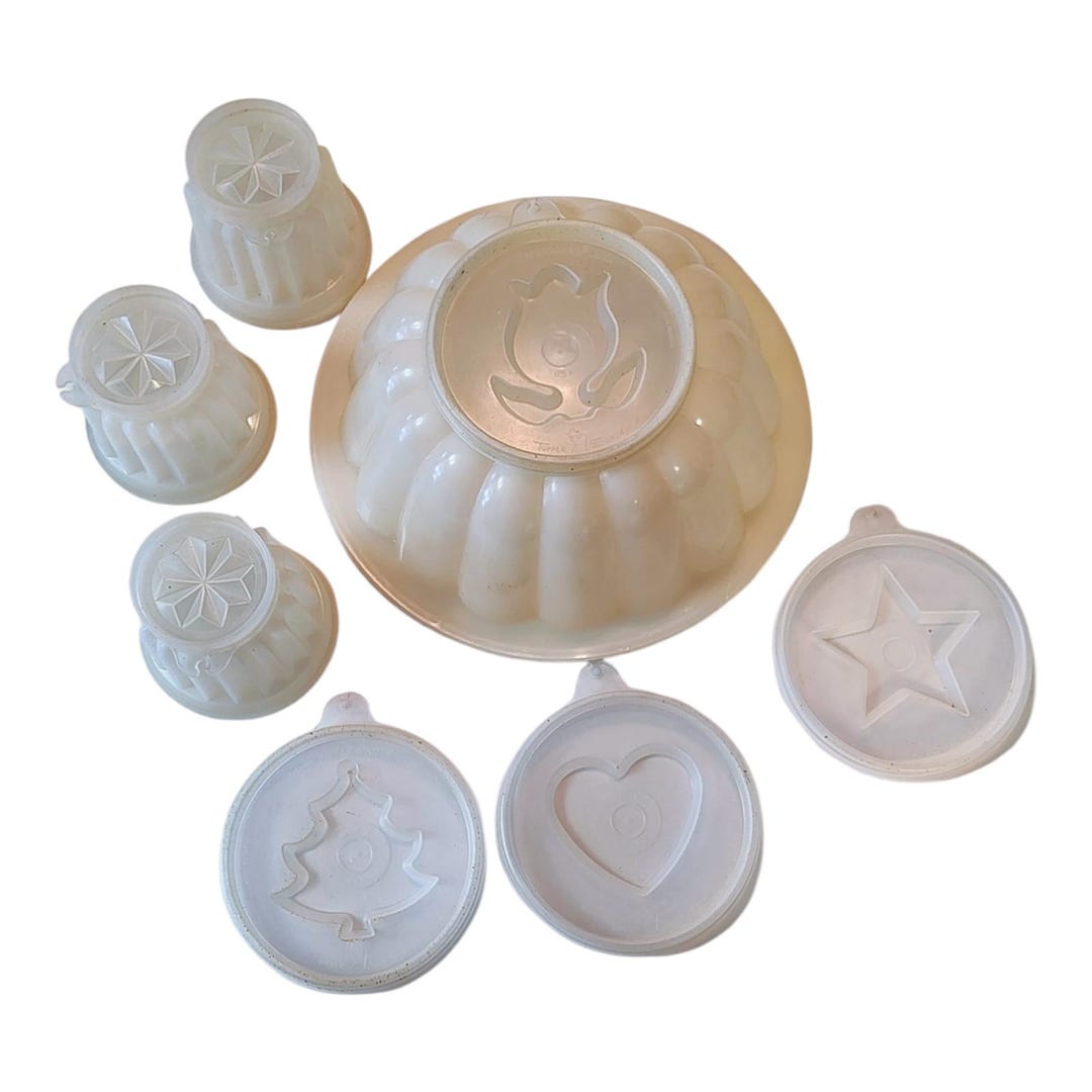 3 Vintage Tupperware Jello Molds Jel-ette Single Serve & 1 Large Mold ...