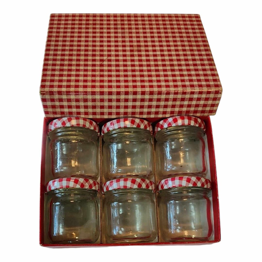 Vintage Jelly Jams Jars With Gingham Lid Set of 6 With Box - Etsy