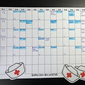 Nurse Hourly Schedule Sheet for 12 Hour Shift, Report Sheet, Medication ...
