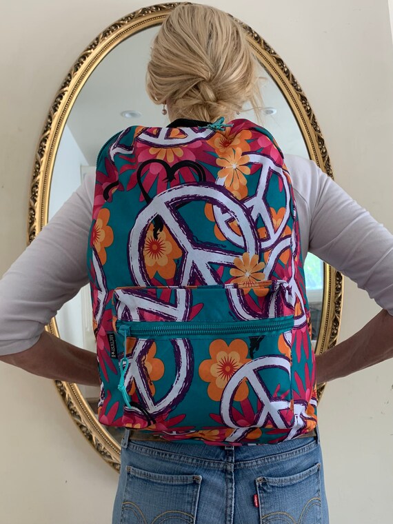 Peace Backpack Colorful Nylon Sports School Travel | Etsy