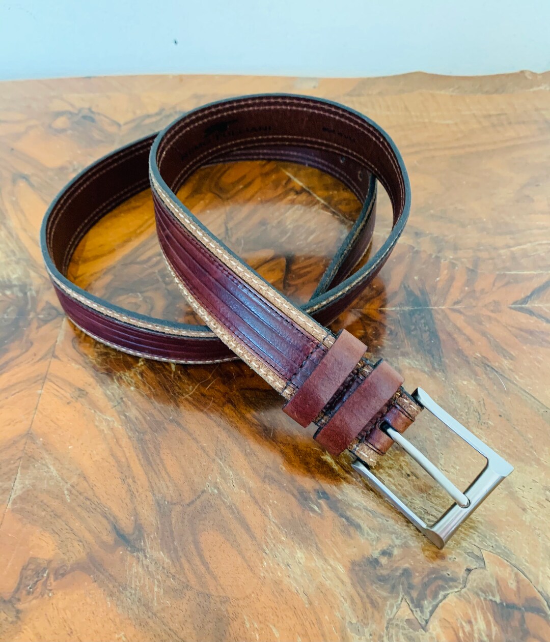 REMO TULLIANI Mens Two Toned Brown Genuine Leather Belt Size 36 - Etsy