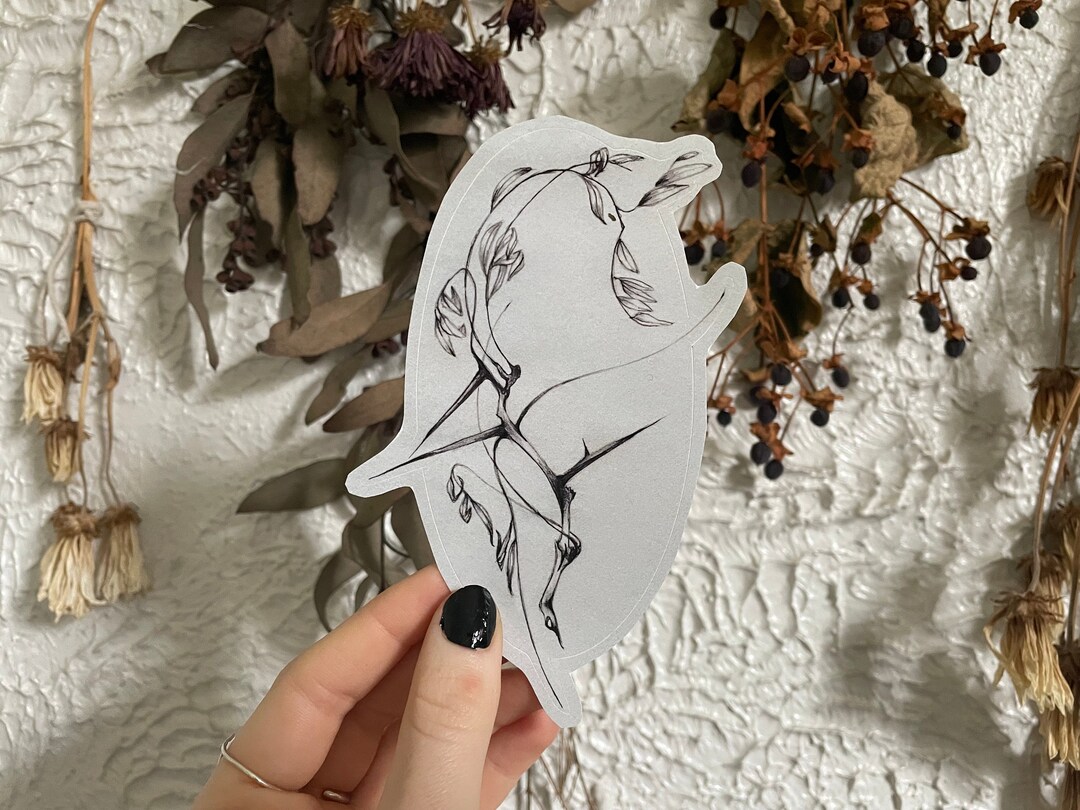 THORN .: Witchy Plant Sticker. Romantic Goth Stickers, Monochrome ...