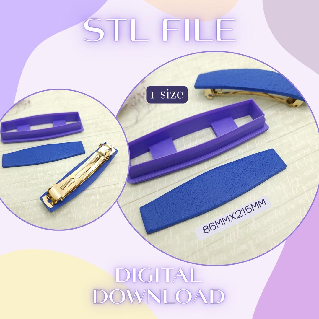 Barrette Tania Polymer Clay Cutter 86mmx21.5mm 1 Size: STL Digital File ...