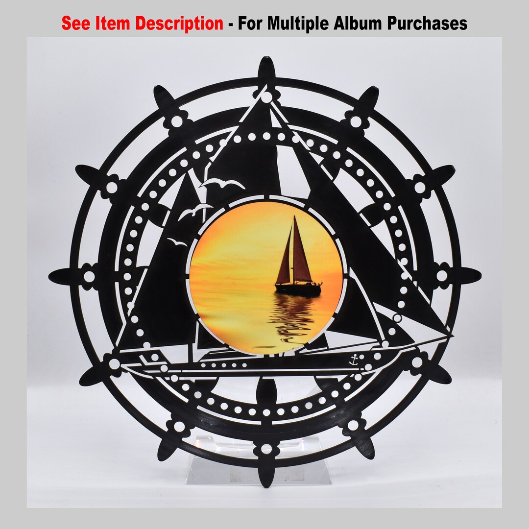 Sailboat Sunset, Custom Laser Cut Vinyl Records, Twill Coaster Image - Etsy