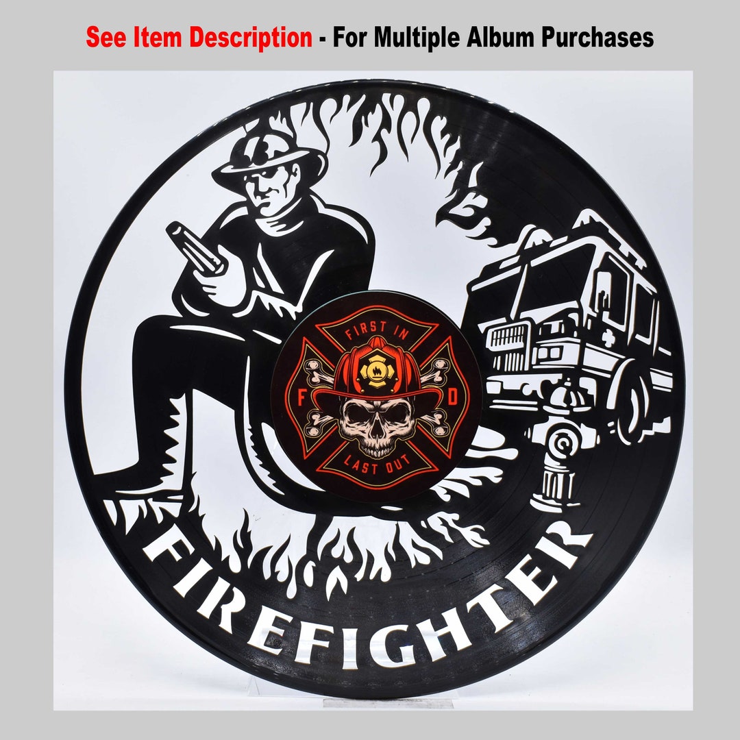 Fire Fighter, Custom Laser Cut Vinyl Records, Twill Coaster Image - Etsy