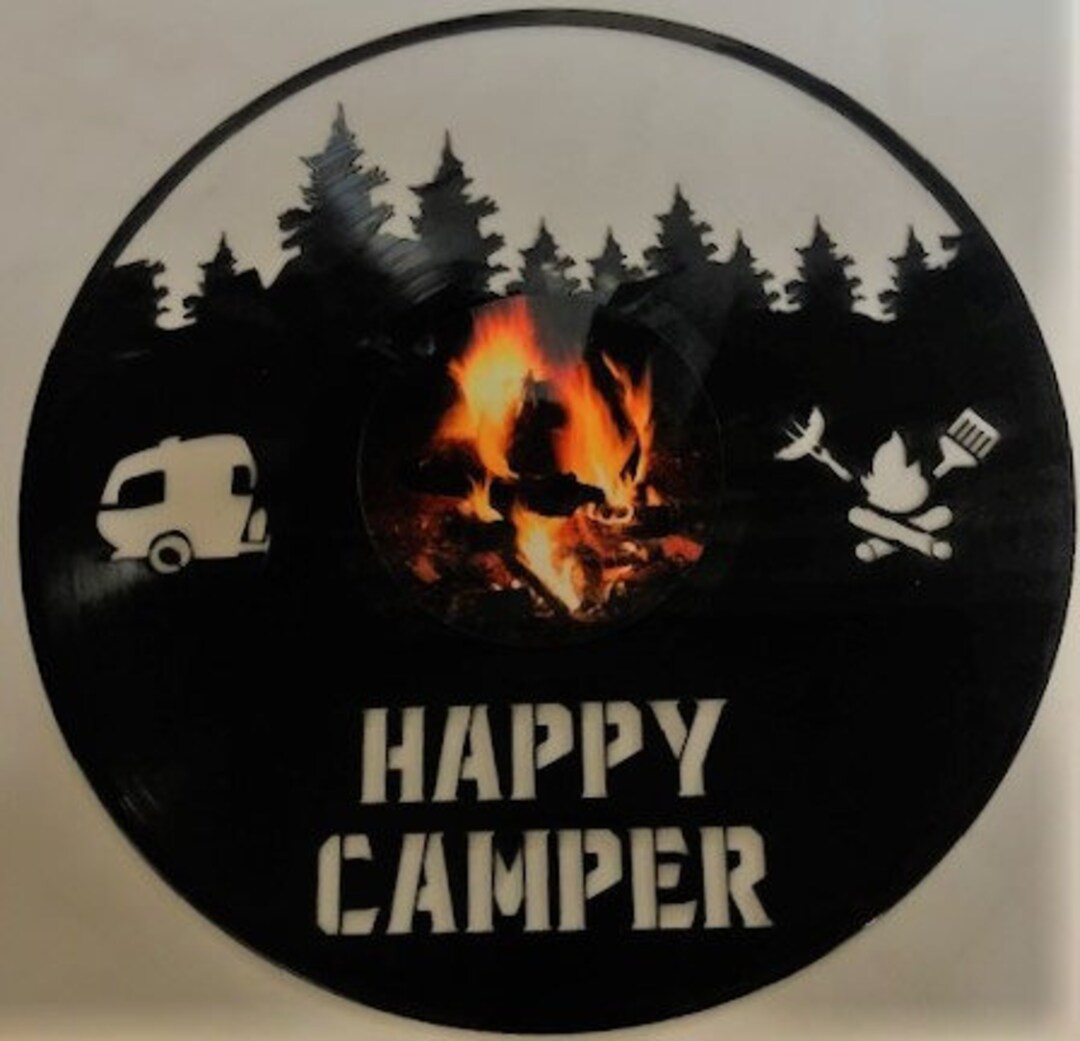 Happy Camper, Trailer RV , Custom Laser Cut Vinyl Records Wall Art - Etsy