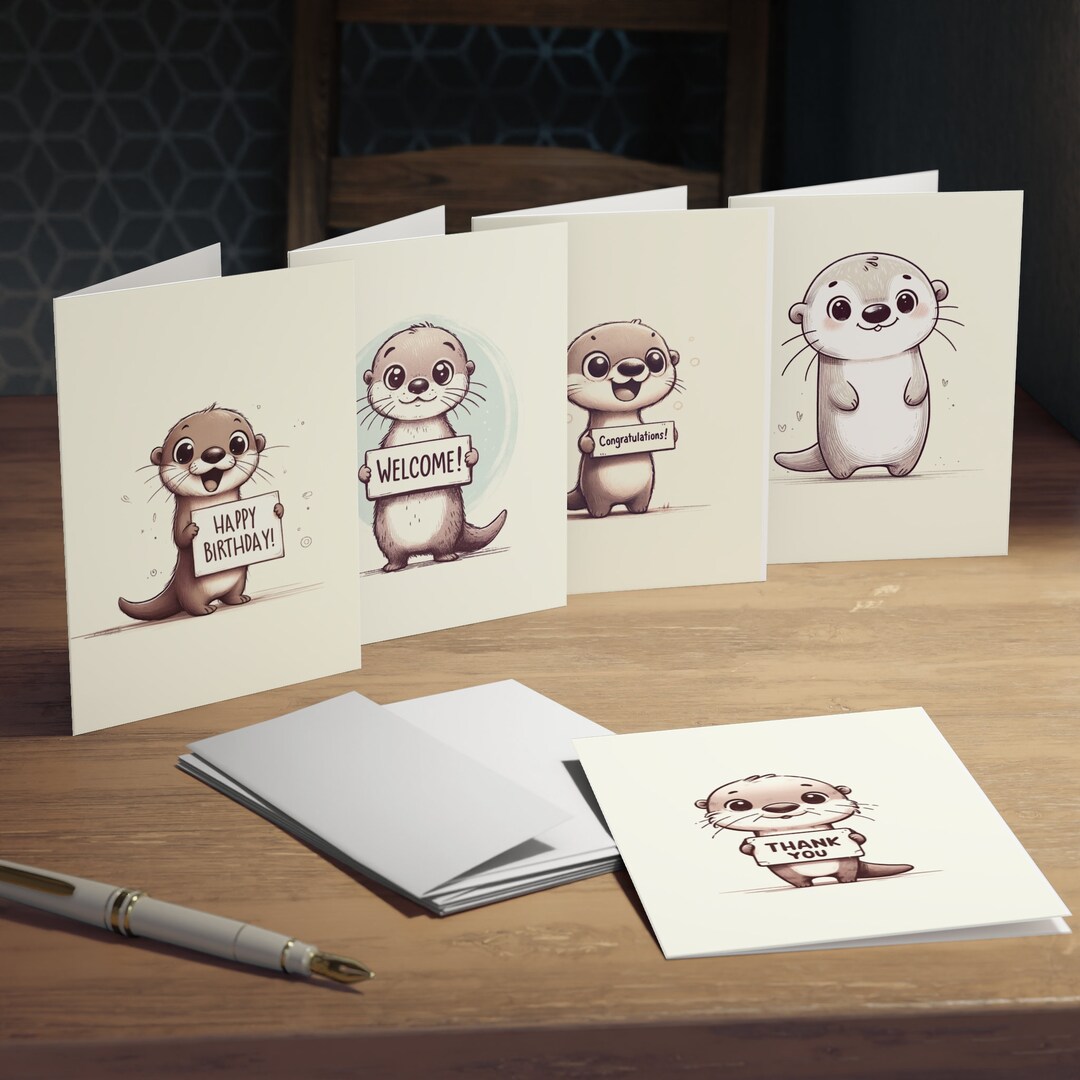 Otter Emergency Desk Multi-design Greeting Cards (5-pack) | Happy ...