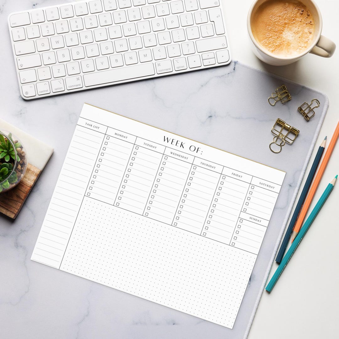 Weekly Planner Notepad for ADHD Modern Minimalist Design 8.5x11 Tear ...