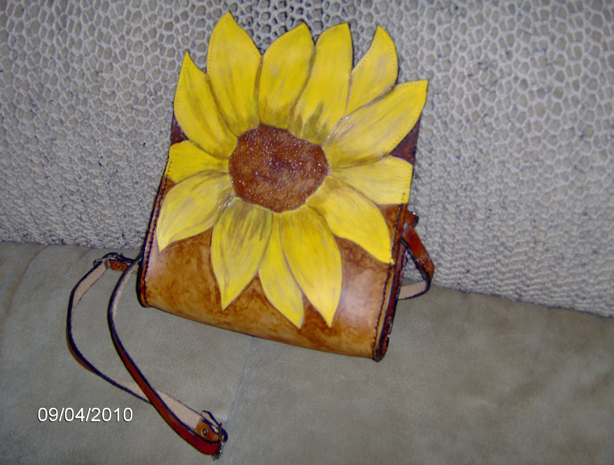 Handmade, Leather, Hand Tooled ,sunflower Handbag - Etsy