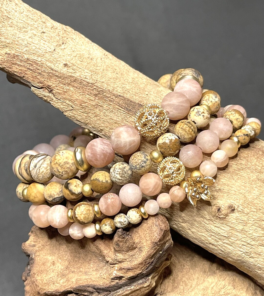 Supreme Joy and Self Confidence 4 Piece Wrist Mala Set, Sunstone and ...