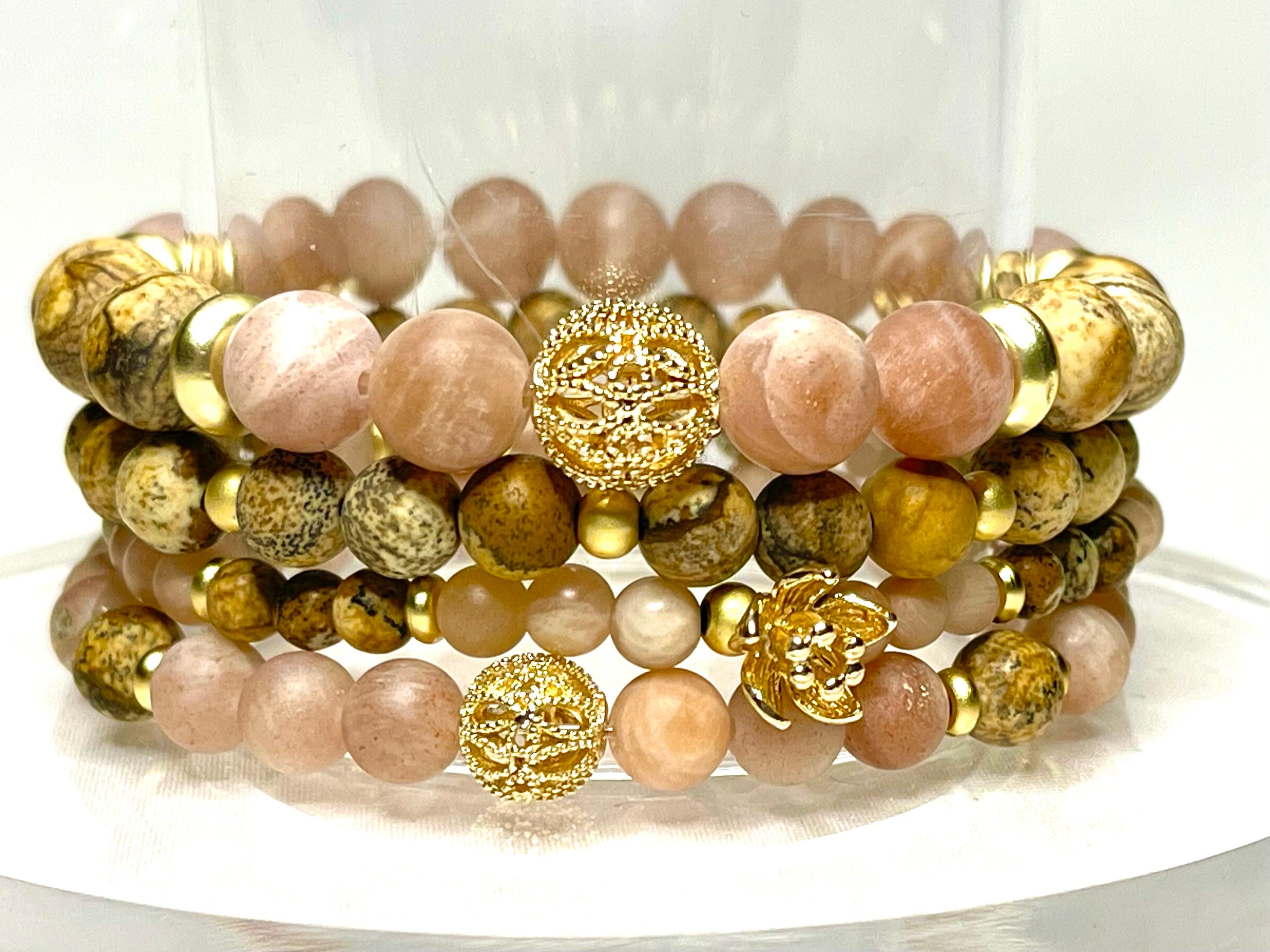 Supreme Joy and Self Confidence 4 Piece Wrist Mala Set, Sunstone and ...
