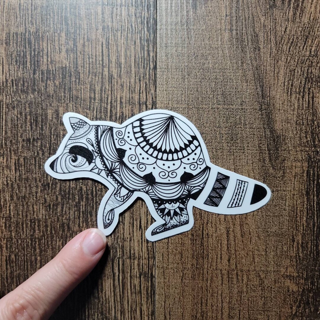 Raccoon Doodle Waterproof Vinyl Sticker - Etsy
