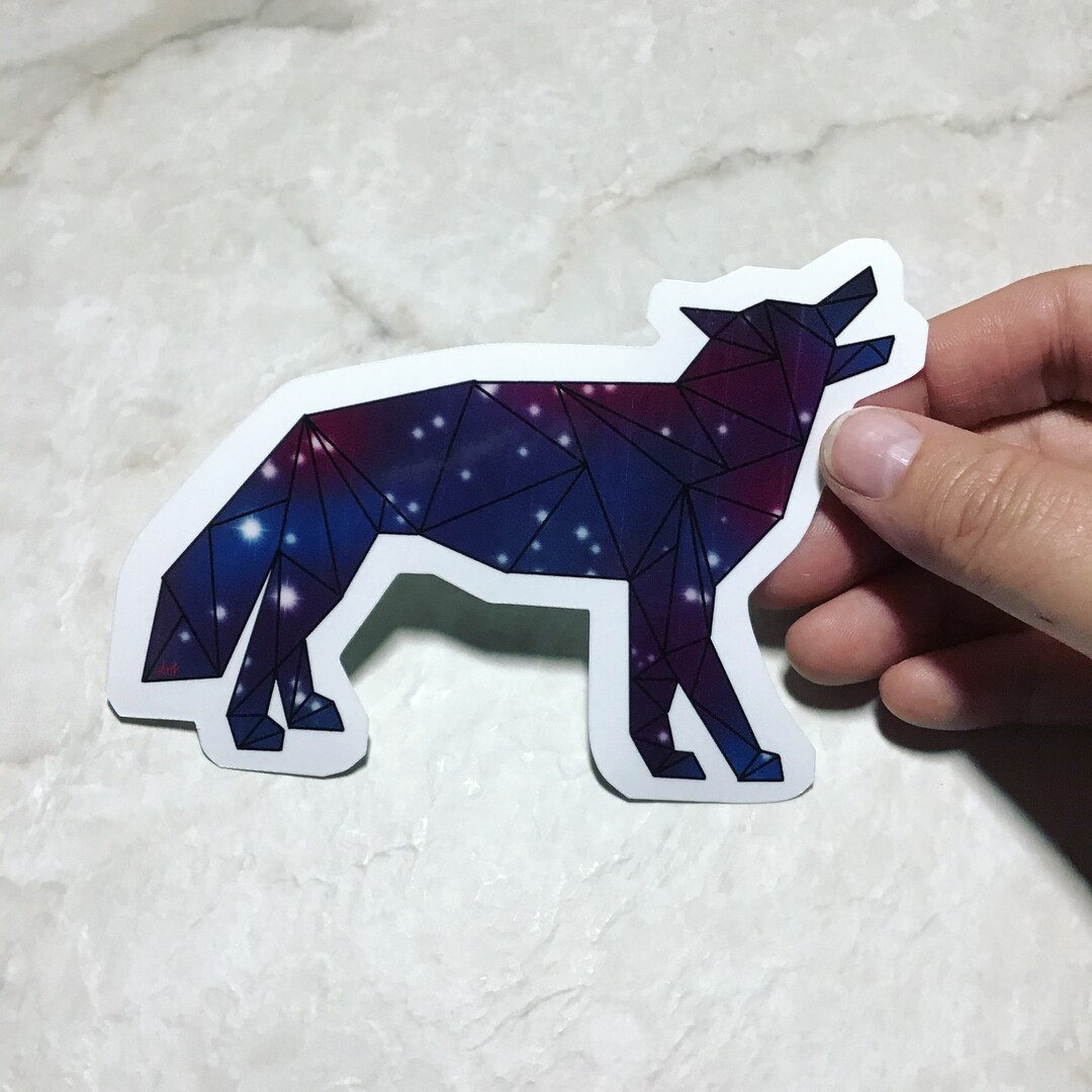 Geometric Galaxy Coyote Waterproof Vinyl Sticker - Etsy