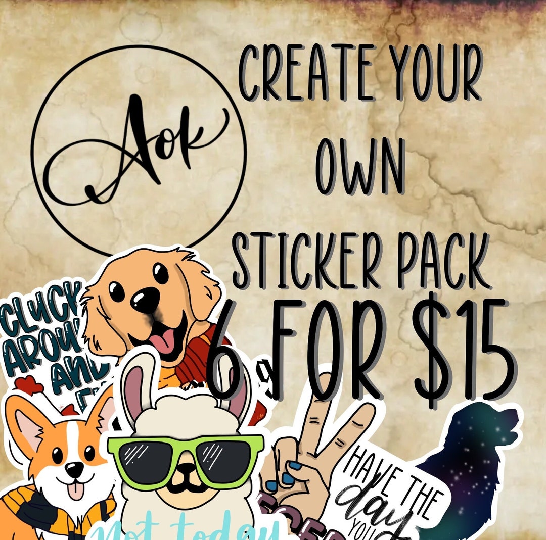 Create Your Own Sticker Pack, Waterproof Vinyl Sticker Pack - Etsy