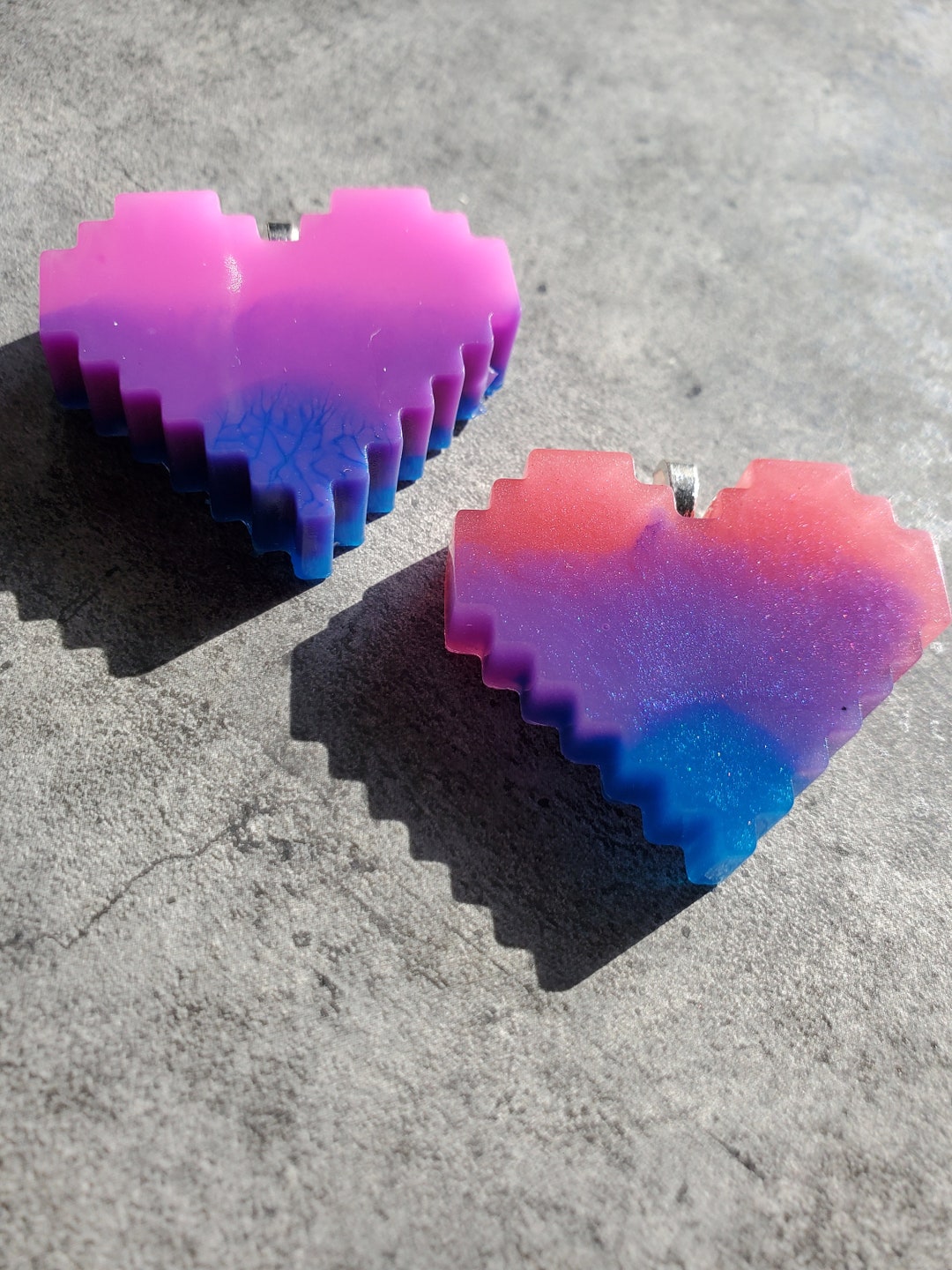 Bisexual Pride Pixel Heart Necklaces -- Can Be Key Chain as Well - Etsy
