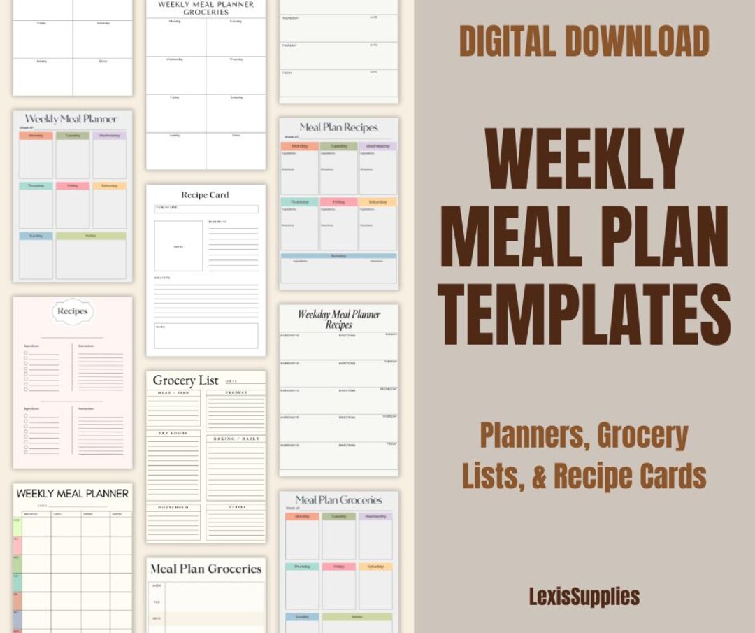 Modèles de plans de repas hebdomadaires + extra !! - Etsy France