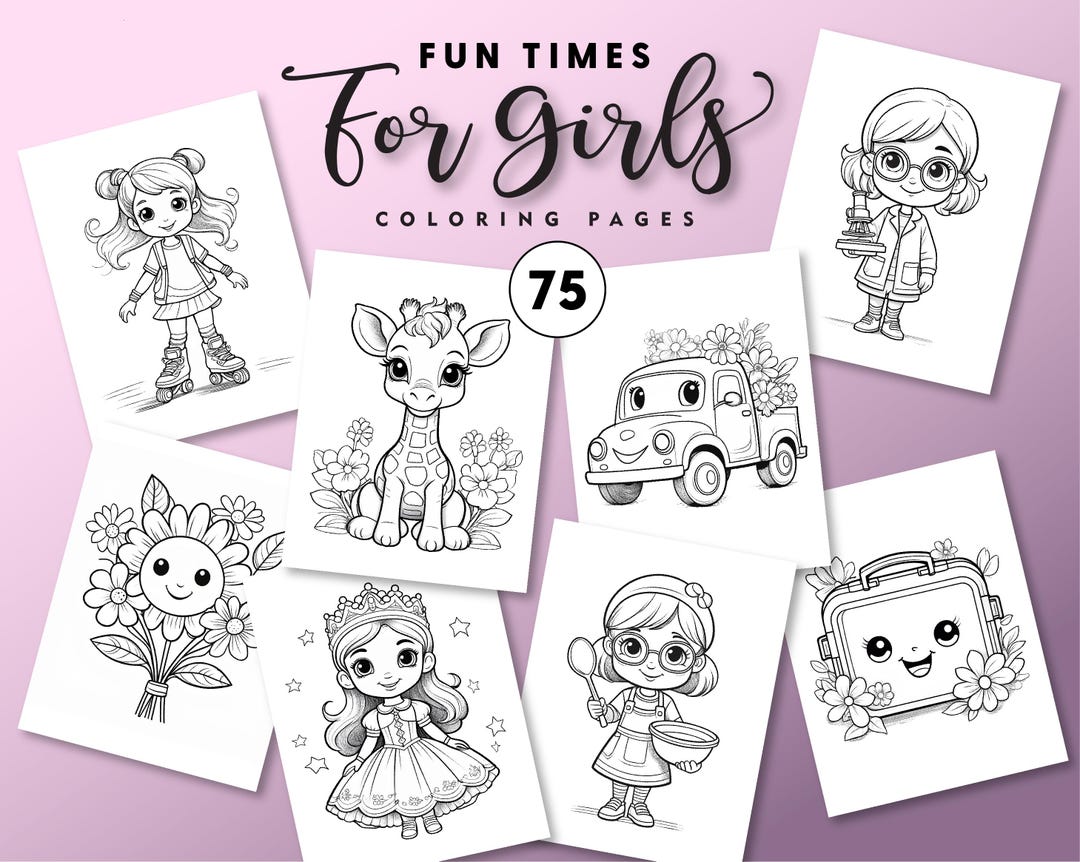 Cute Coloring Pages for Girls—fun Girls Activity—girly—things Girls ...
