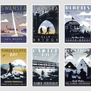 Gower Retro Postcards pack of 10 / Version 2 - Etsy UK