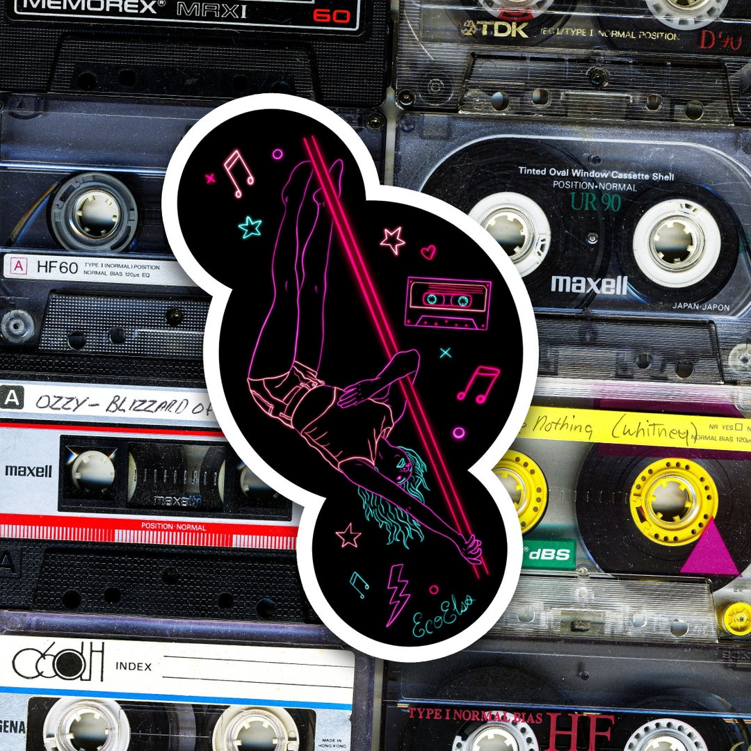 Retro 80s Rock Pole Dancer Sticker - Etsy