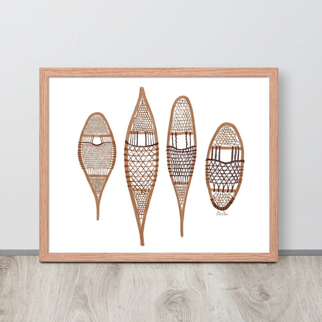 Wooden Snowshoes Matte Art Print: Minimalist Winter Cabin Decor - Etsy