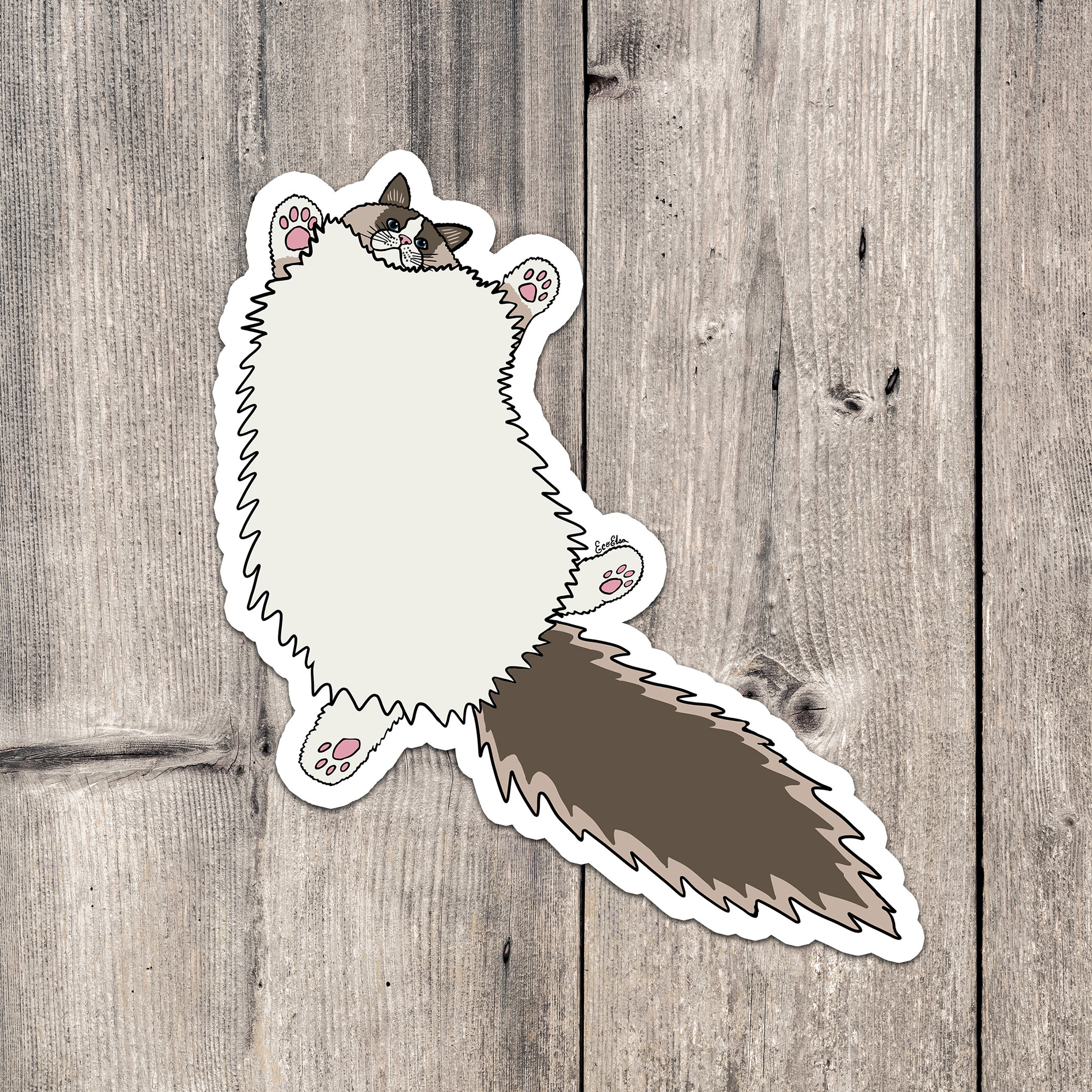 Fluffy Ragdoll Vinyl Sticker Ragdoll Sploot Stretch Sticker - Etsy