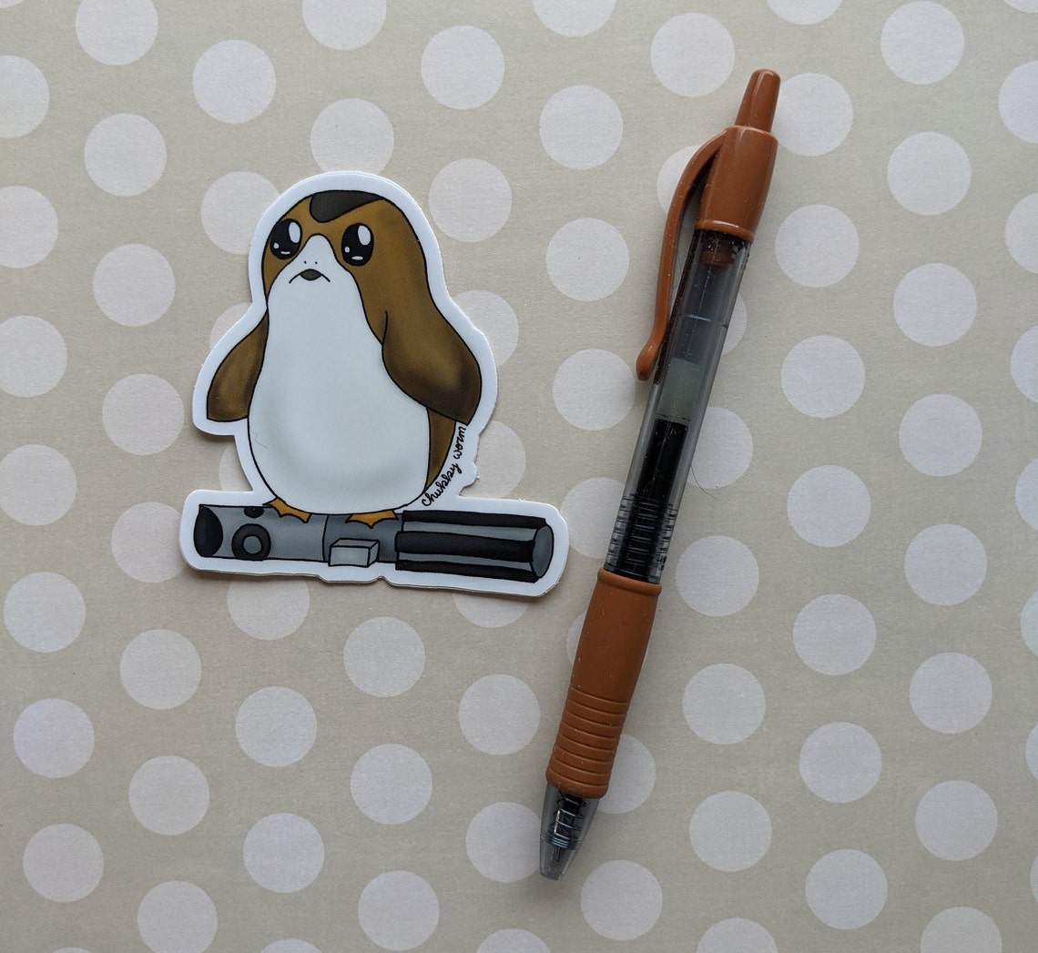 Vinyl Star Wars Porg with Lightsaber Sticker | Etsy
