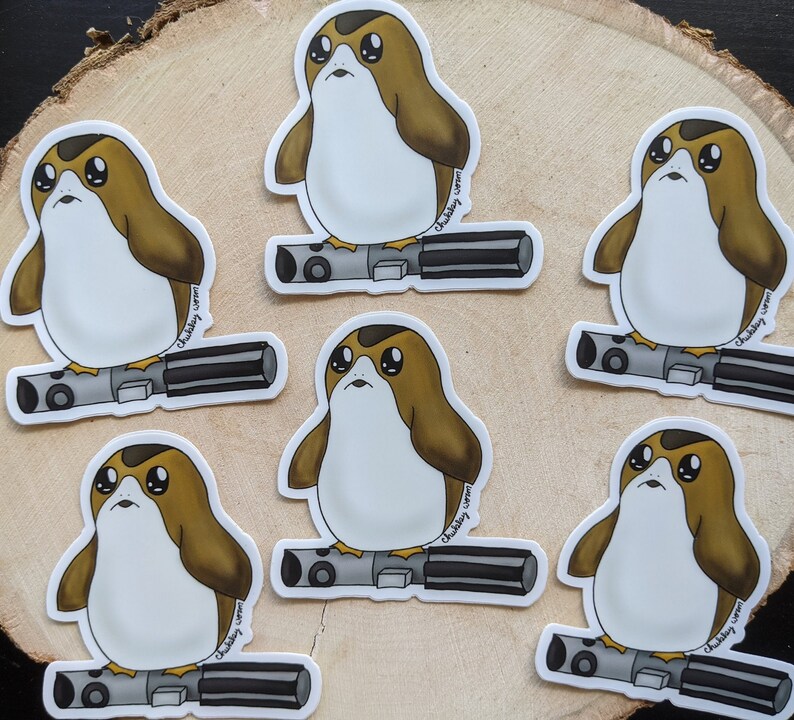 Vinyl Star Wars Porg with Lightsaber Sticker | Etsy