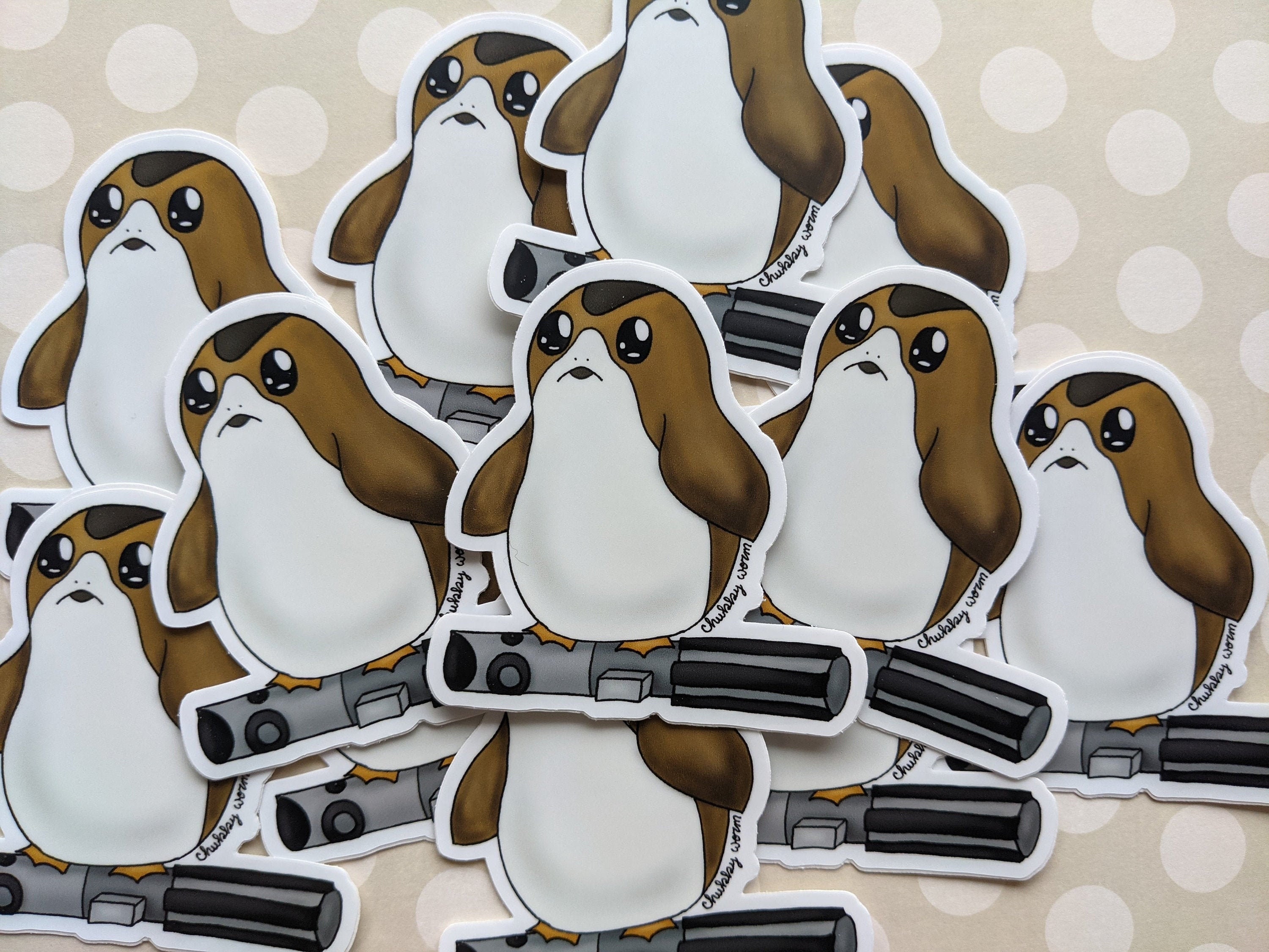 Vinyl Star Wars Porg with Lightsaber Sticker | Etsy