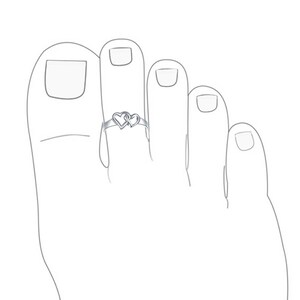 Personalized Double Open Heart Shape Interlocking Midi Toe Ring ...
