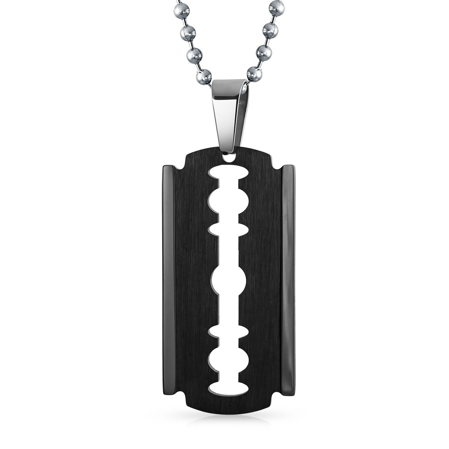 Personalized Razor Blade Beveled Edge Dog Tag Pendant Necklace - Etsy
