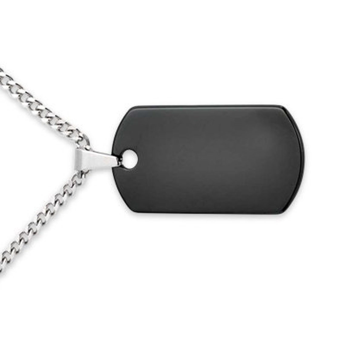 Personalized Simple Basic Mens Black Dog Tag Pendant Necklace - Etsy