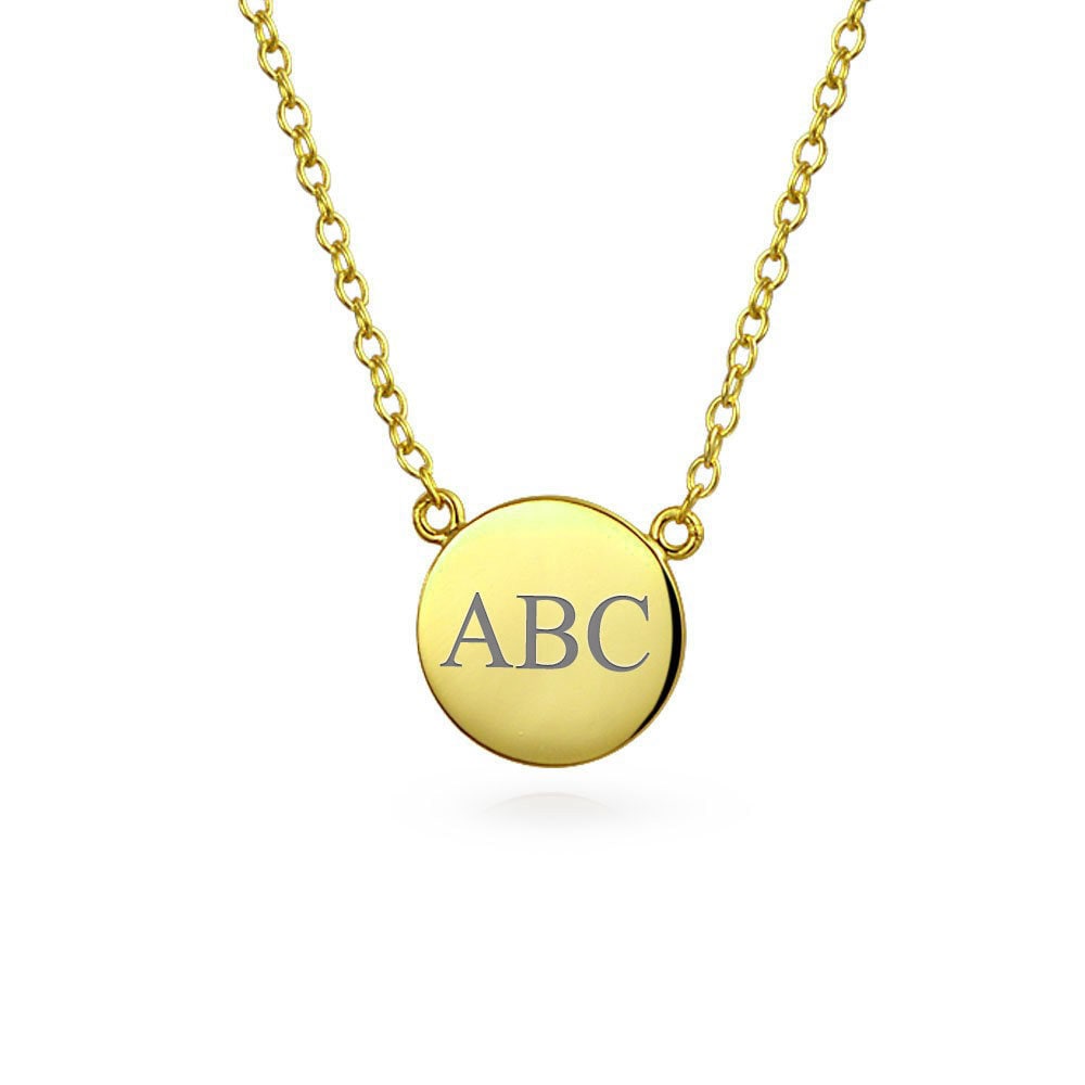 Personalized Round Circle Disc Monogram Pendant Necklace for | Etsy