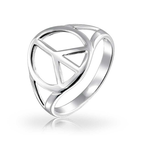 Silver Peace Sign Ring Sterling Silver R1029 | Etsy