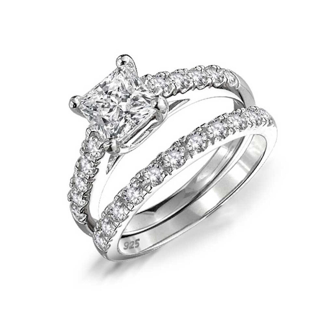 1CT Cubic Zirconia Square Princess Cut Solitaire Thin Pave - Etsy