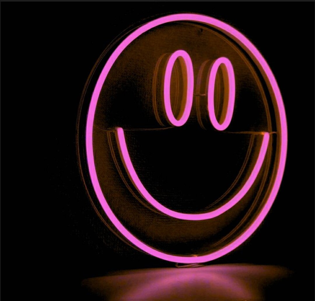 Happy Pink Smile Smiley Emoji Face LED Neon Light Sign Smiley - Etsy