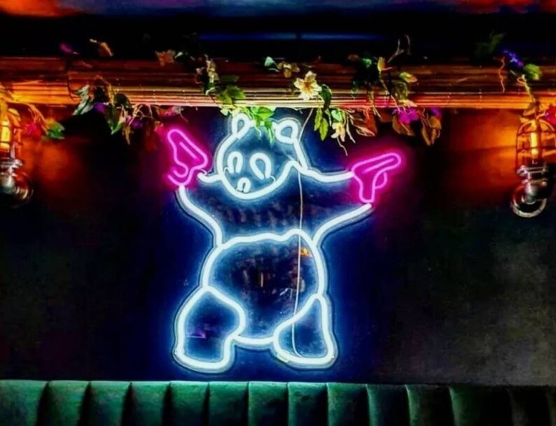 Peace Gun Gangsta Panda With Guns LED Neon Light Sign - Etsy