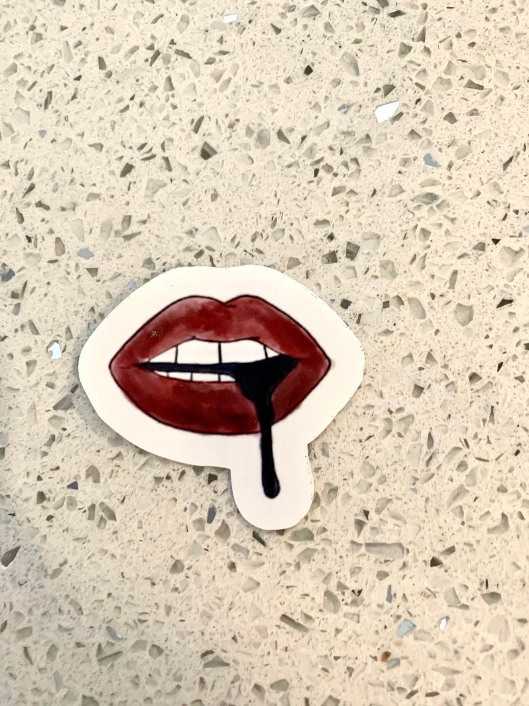 Red Lips Sticker Abstract Sticker, Laptop Sticker, Water Bottle Sticker ...