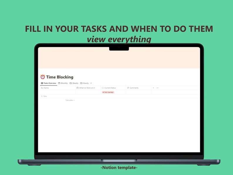 Time Blocking Notion Template Instant Download Minimal Etsy Australia