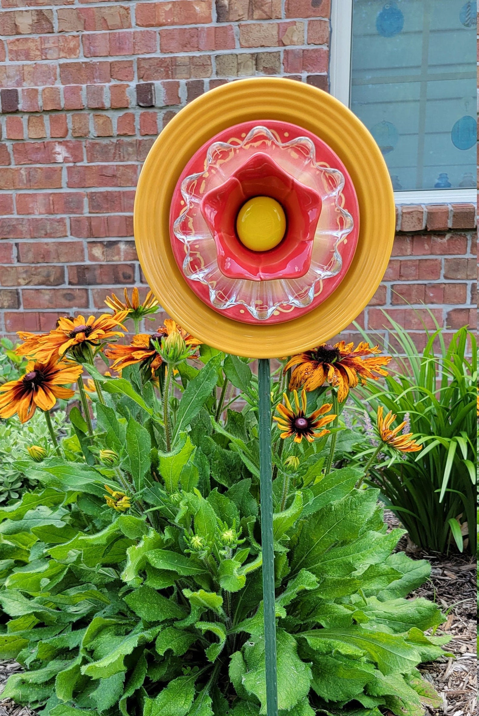 Glass Garden Flower Glass Plate Flower Glass Art Flower - Etsy