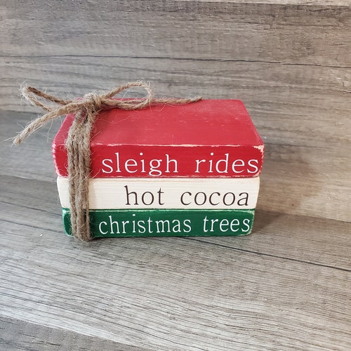 Christmas Mini Wood Book Stack With Scoop/ Christmas Decor/ - Etsy