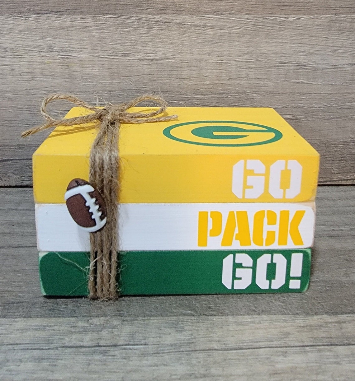 Football Mini Wood Book Stack/ Tier Tray Decor/ Football - Etsy