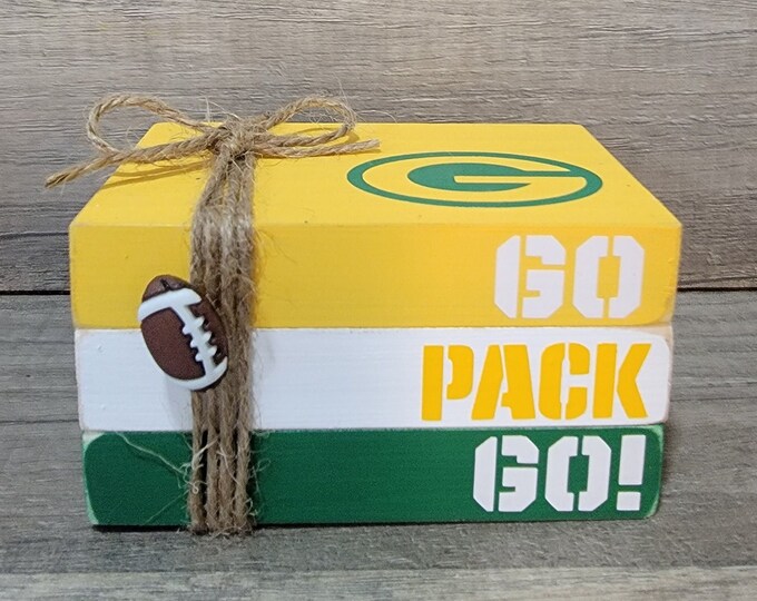 Football Mini Wood Book Stack/ Tier Tray Decor/ Football Decor/ Book ...