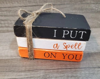 Halloween Mini Wood Book Stack/ Tier Tray Decor/ Halloween Decor/ Book ...