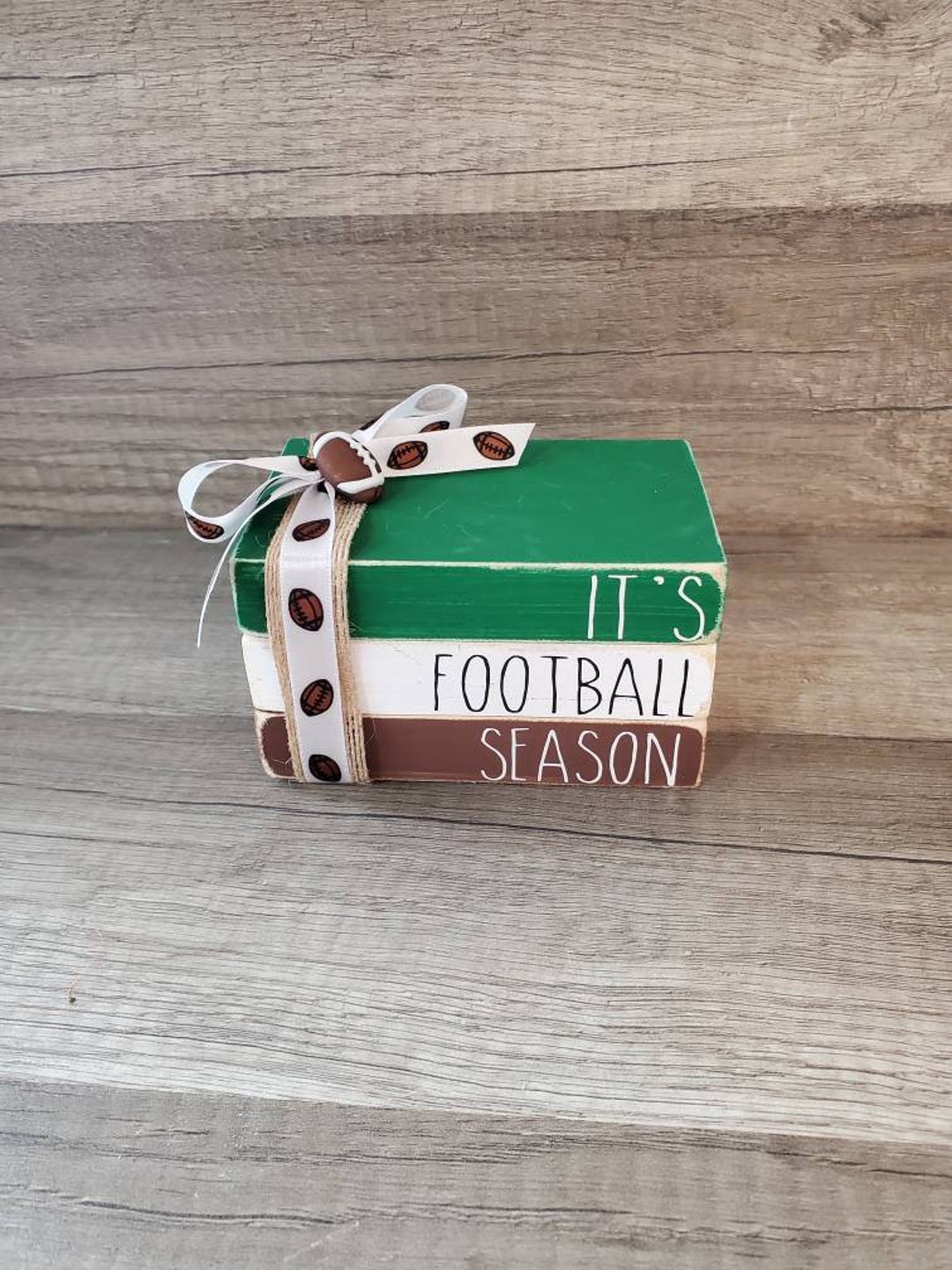 Football Mini Wood Book Stack/ Tier Tray Decor/ Football Decor/ Book ...